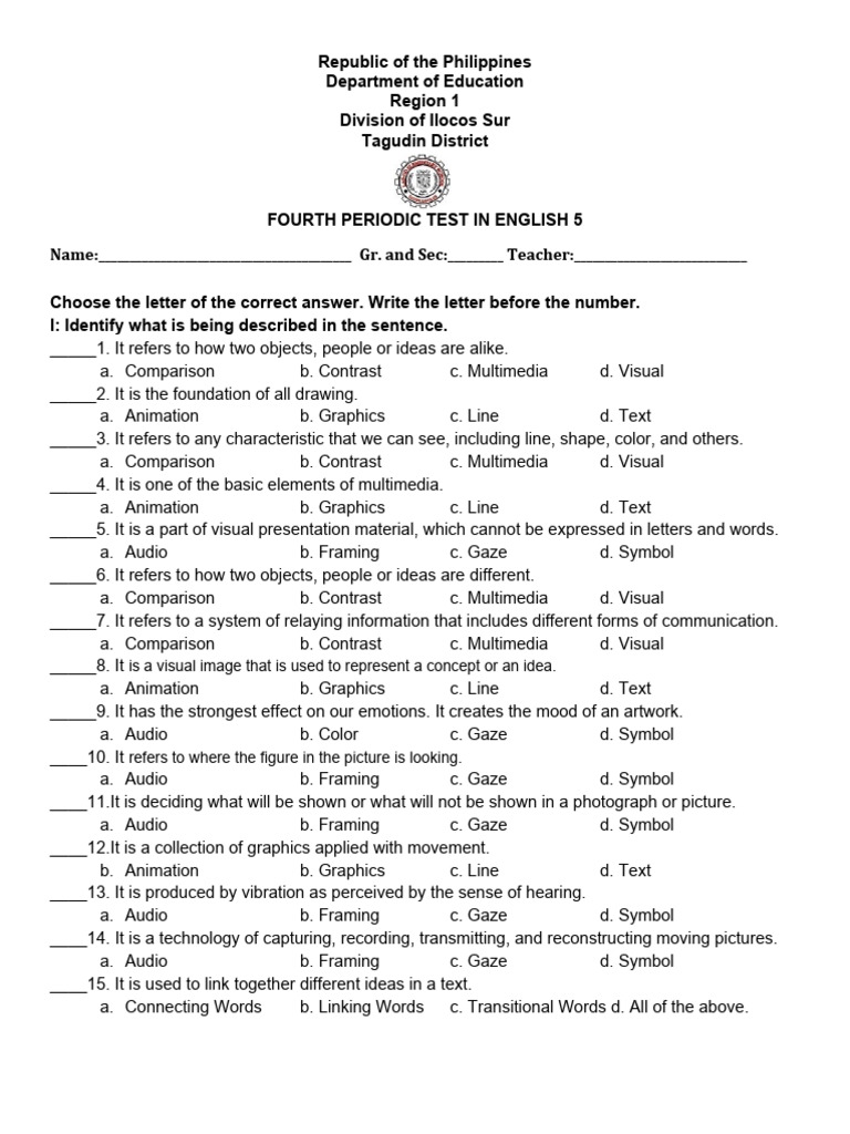 4TH Periodical Test 2022-2023 ENGLISH 5 | PDF