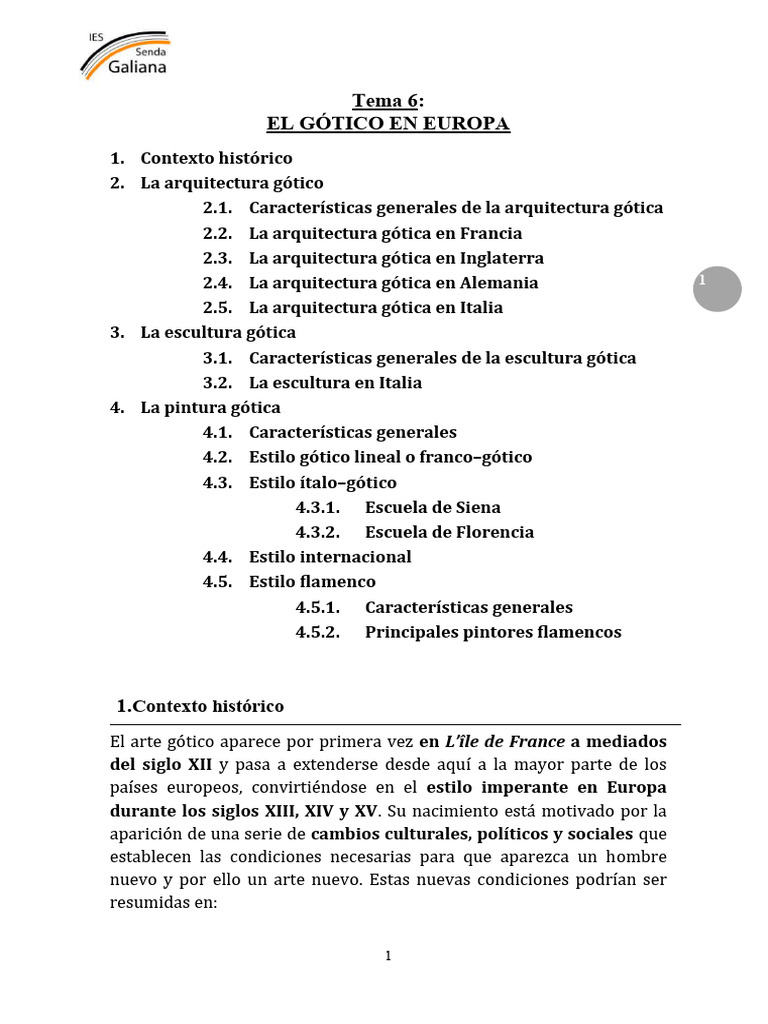 Apuntes Arte Gótico 1 El Gótico en Europa | PDF