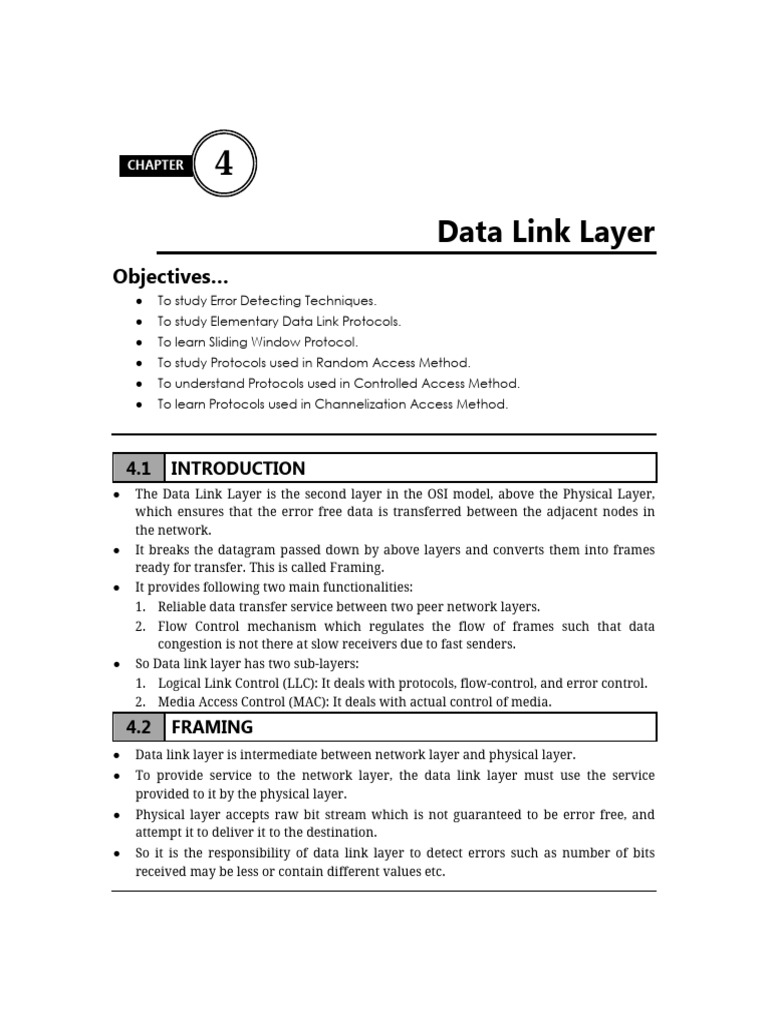 CH 4 Data Link Layer 2 | PDF | Transmission Control Protocol | Error Detection And Correction