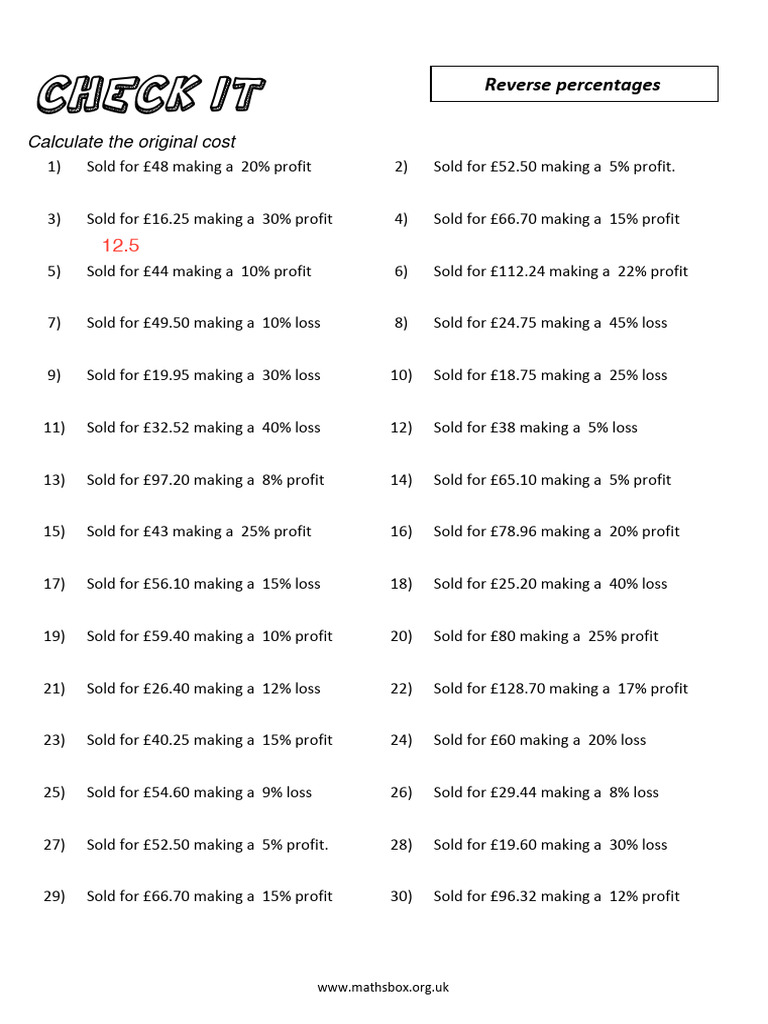 Reverse Percentages | PDF | Business | Business Economics
