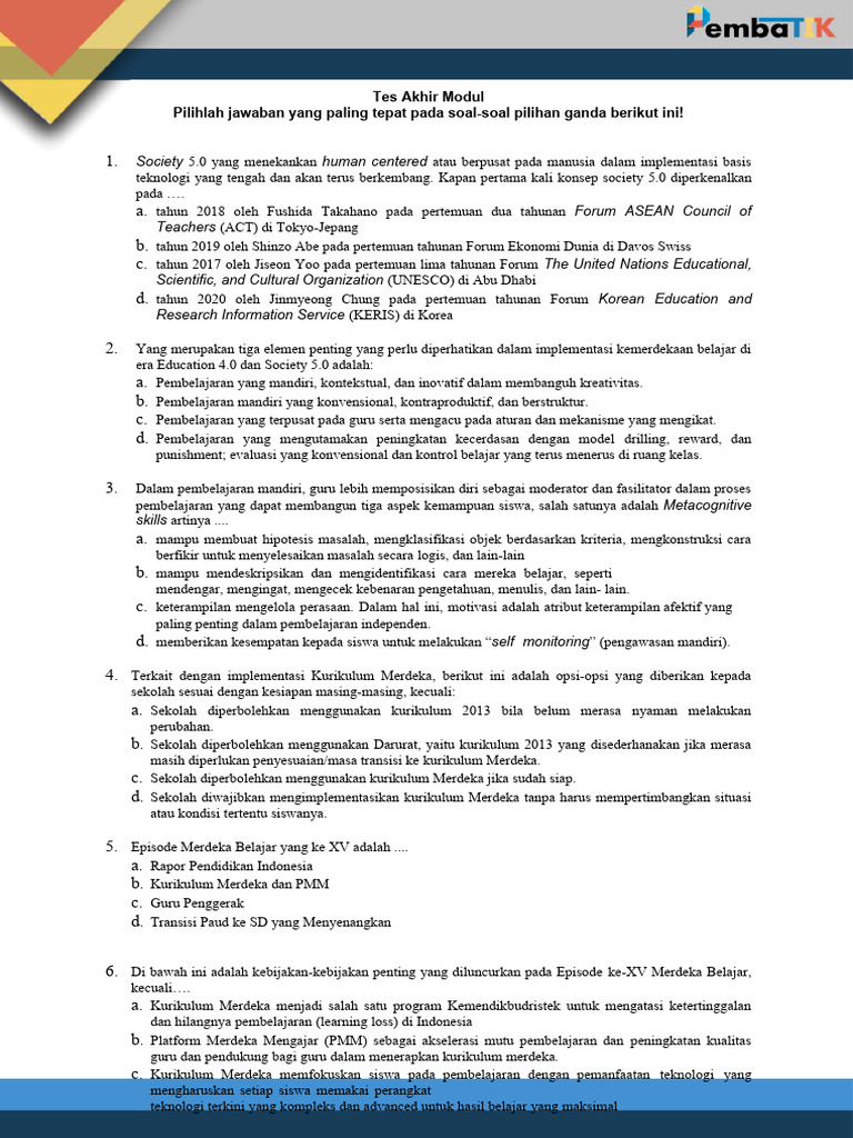 Soal Latihan Pembatik Level 1 | PDF