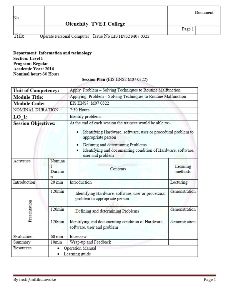 Apply Problem - Solving Techniques To Routine Malfunction | PDF ...