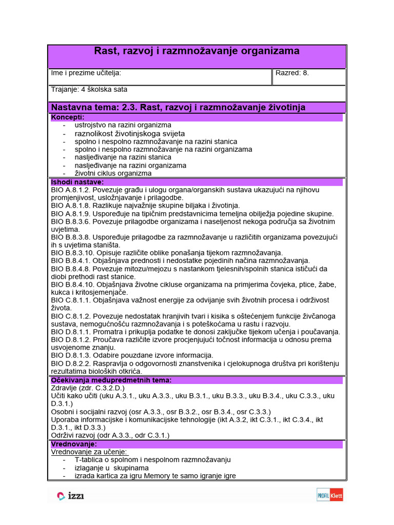 2.3. Rast Razvoj I Razmnozavanje Zivotinja | PDF
