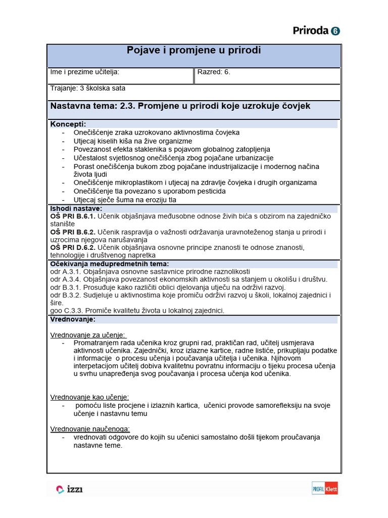 2.3. Promjene U Prirodi Koje Uzrokuje Covjek | PDF