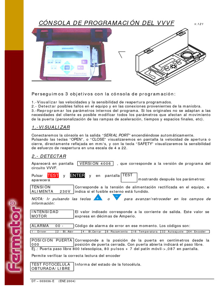 Manual de Programación VVVF Fermator | PDF | Metrología | Física