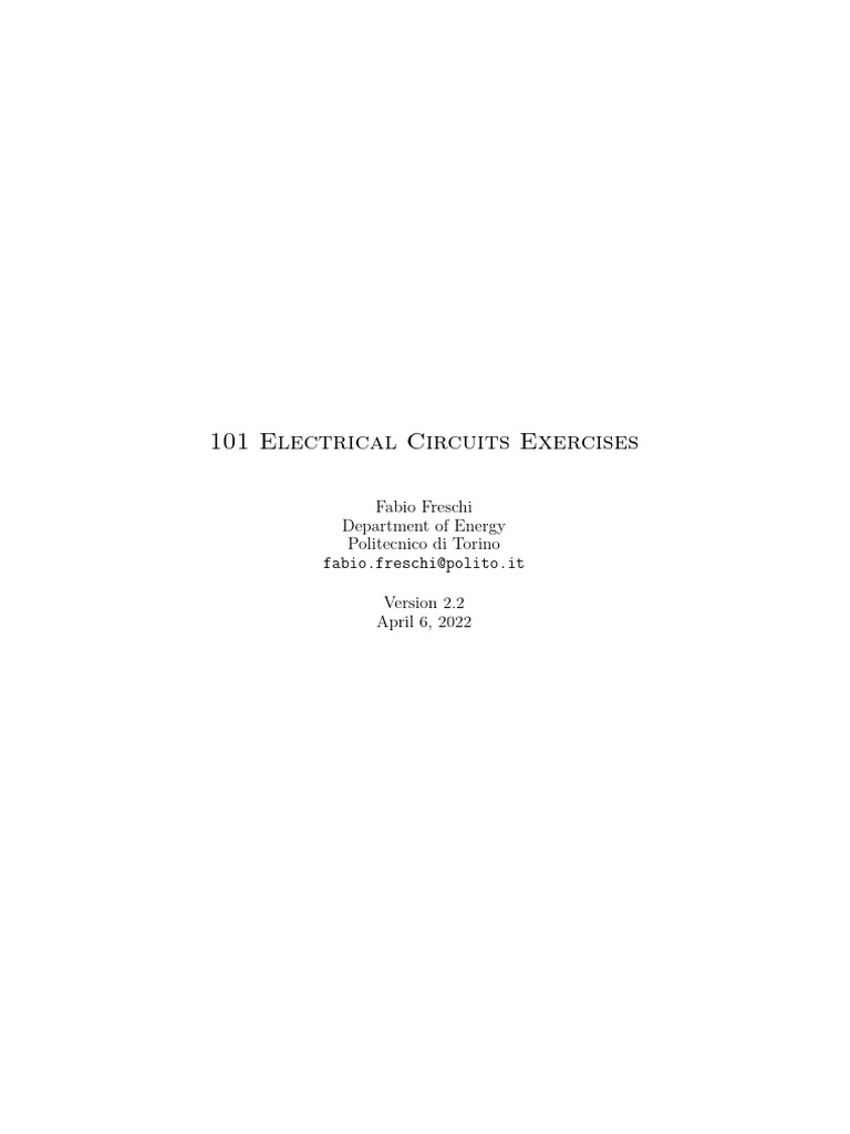 101 Electrical Circuit Exercises | PDF | Electrical Network | Physical Sciences