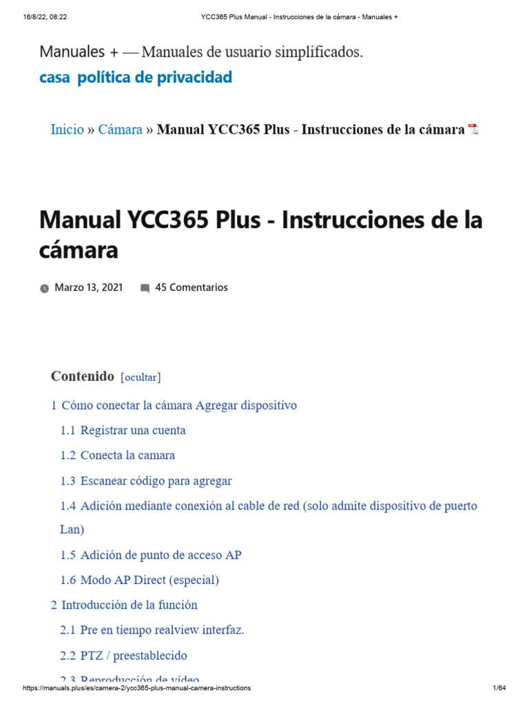 CámaraYCC365 Plus Manual | PDF | Punto de acceso inalámbrico | Wifi