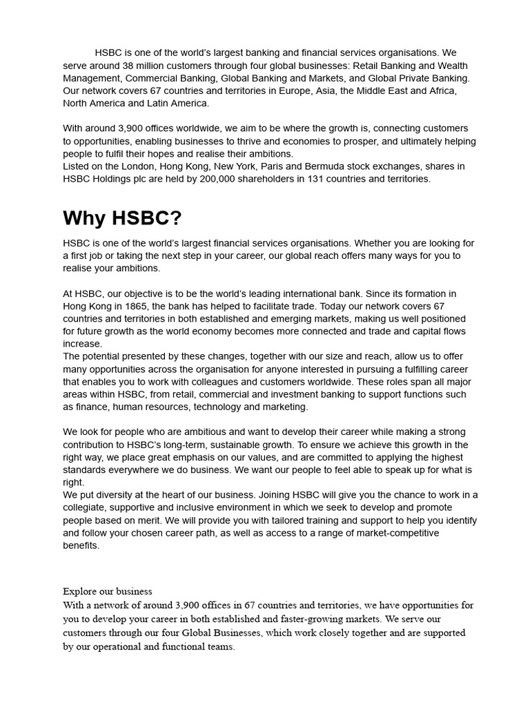 Internship report | PDF | Hsbc | Recruitment