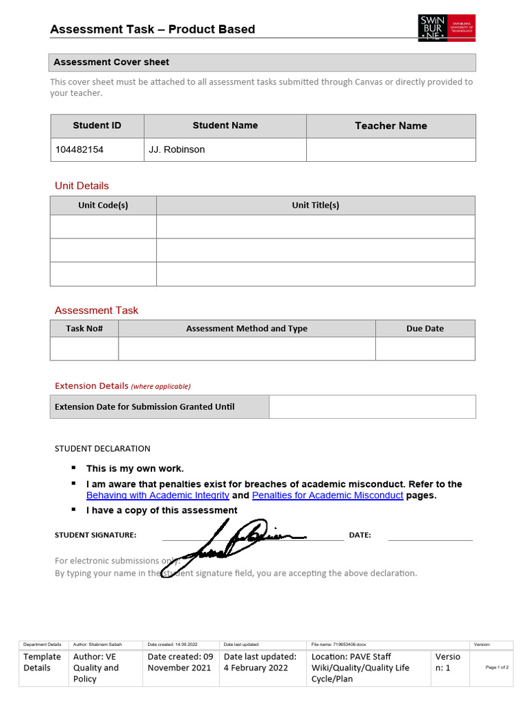 Assessment Task Cover Sheet | PDF | Computing | Software