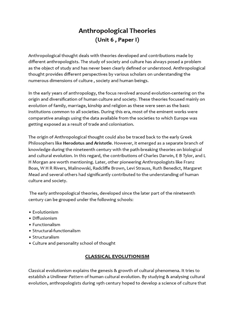 6 (A) Classical Evolution | PDF | Sociocultural Evolution | Anthropology