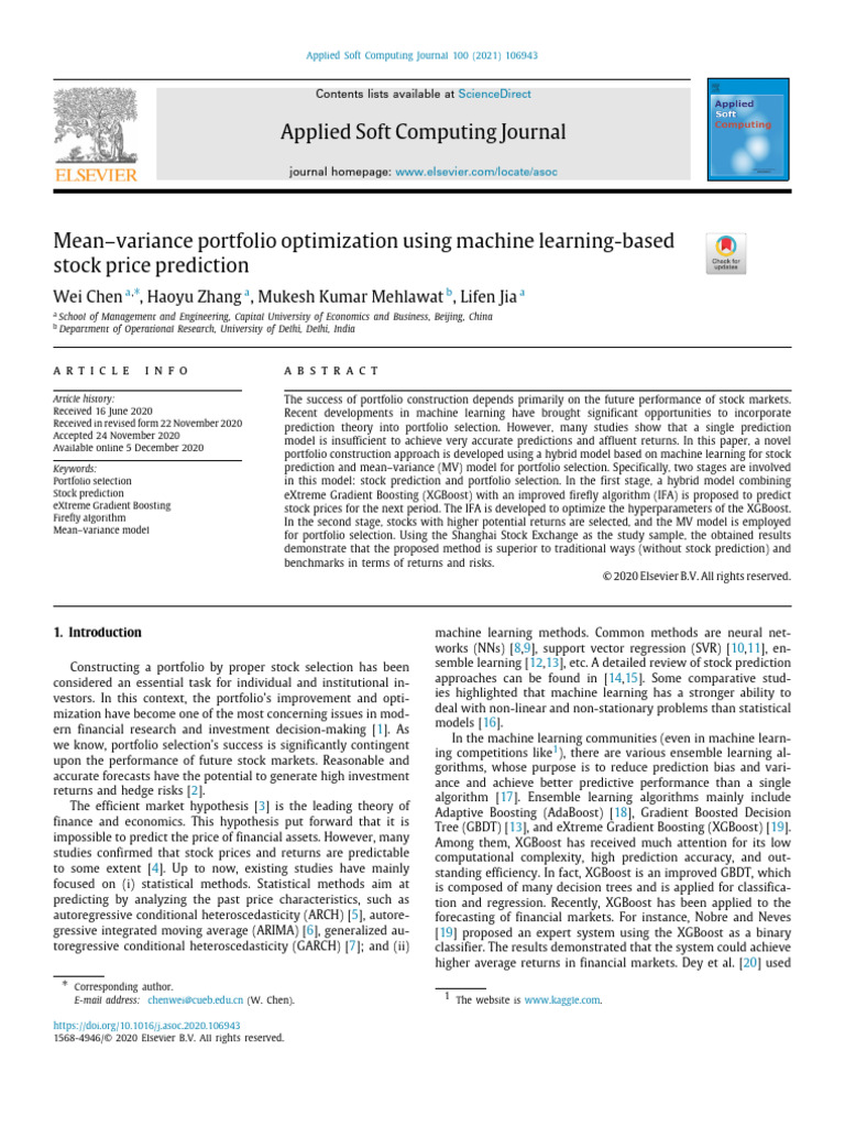 Portfolio Op Tim Ization | PDF | Prediction | Machine Learning