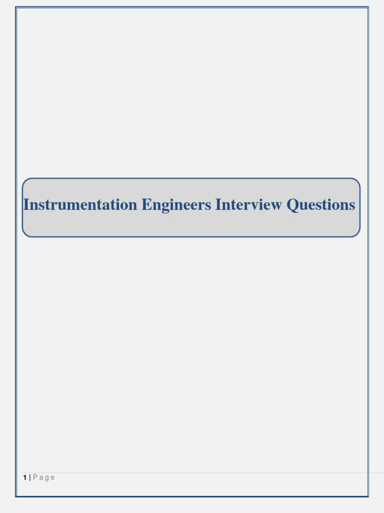 Instrumentation Technicians-Enginneers Interview Questions-1 | Download ...
