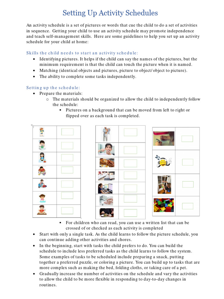 Setting Up Activity Schedules - 2 | PDF