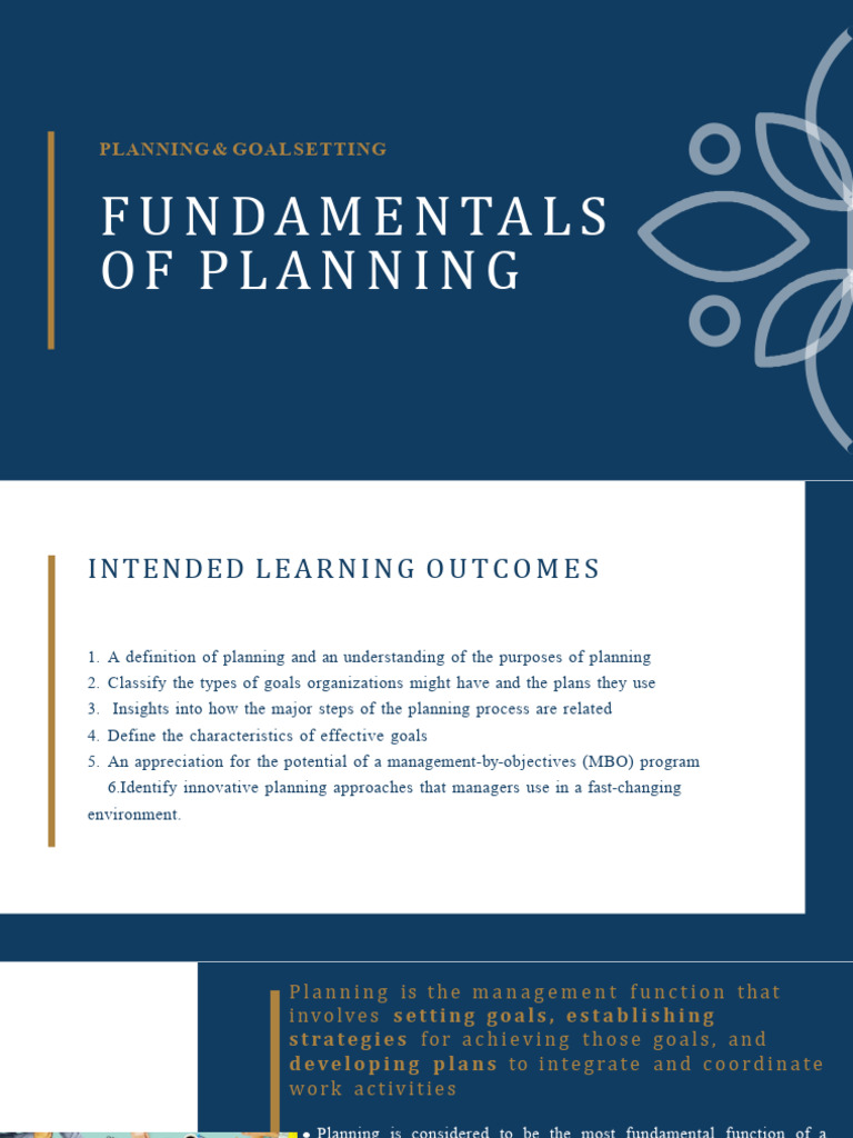 Fundamentals of Planning | PDF | Goal | Crisis Management