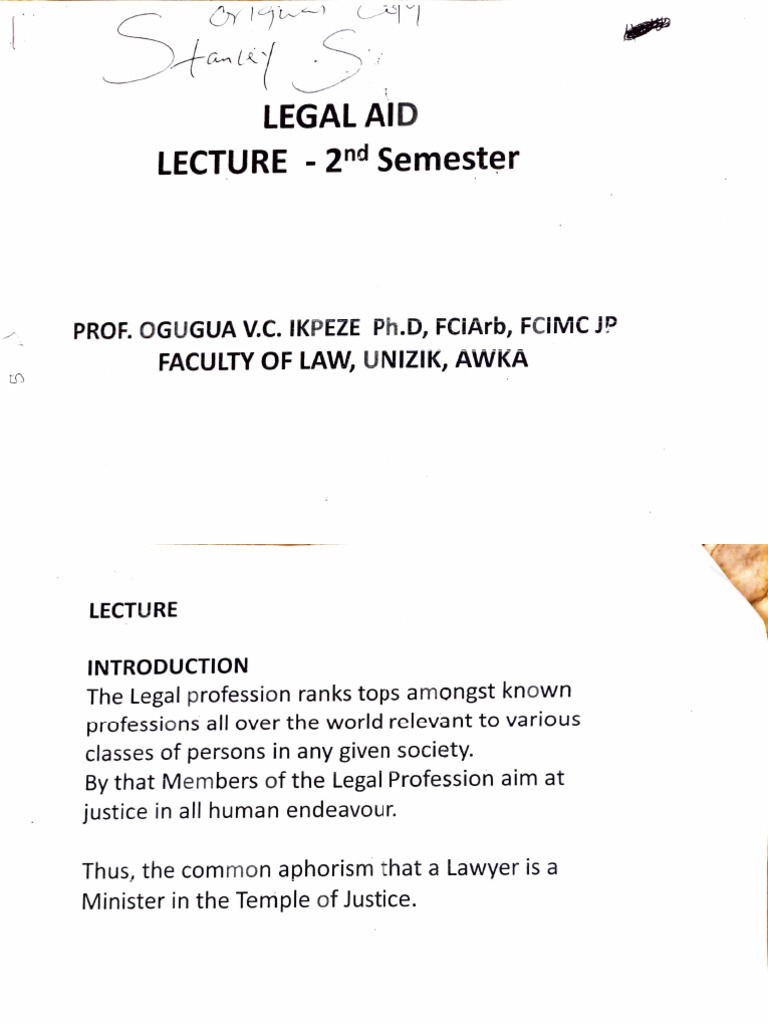 Legal Aid by Prof. Ikpeze | PDF | Justice | Crime & Violence