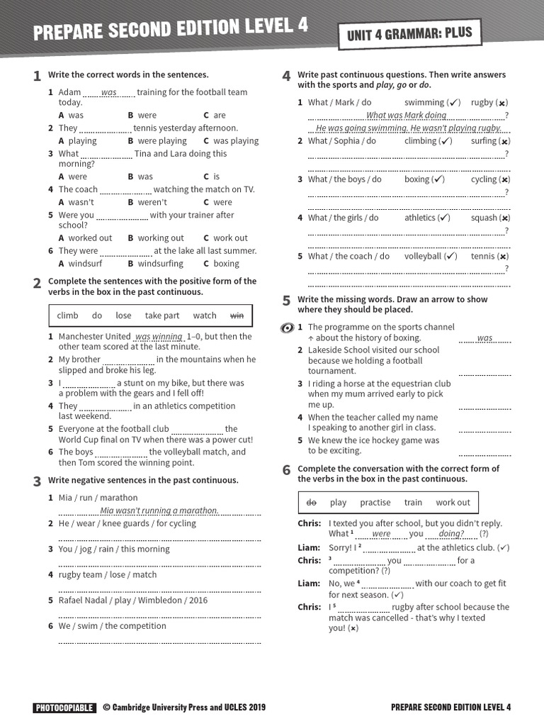 P4_Grammar worksheet_U4 | PDF | Sports