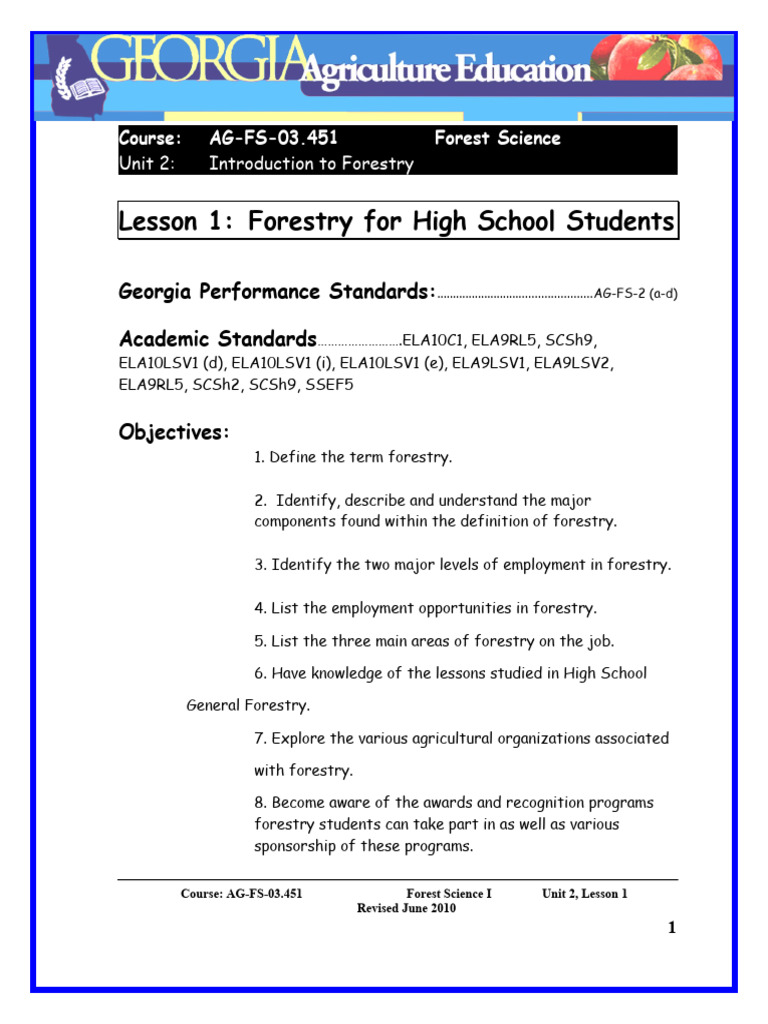 Georgia Forestry Education Overview | PDF | Forestry