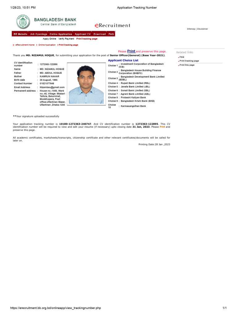 Application Tracking Number 2021 | PDF | Banking | Financial Services