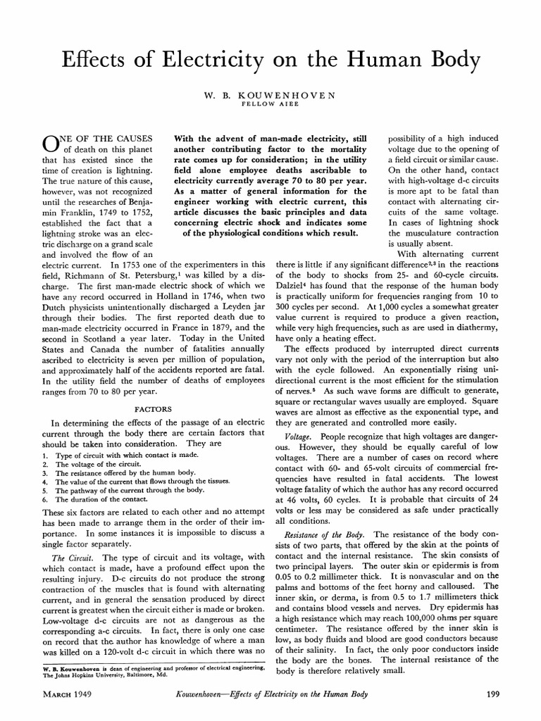 Effects of Electricity On The Human Body | PDF | Heart | Electrical ...