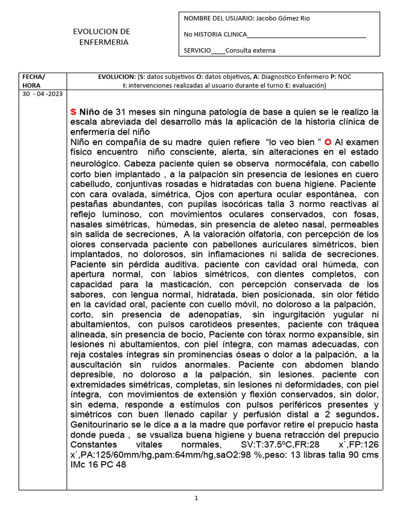 Nota de Enfermeria PAE Jaco | PDF | Enfermedades y trastornos | Ciencias de la Salud