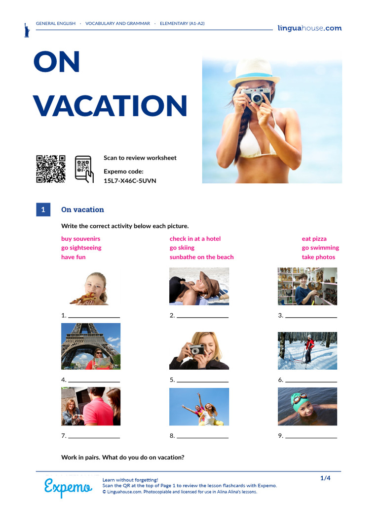 On Vacation American English Student Ver2 | PDF