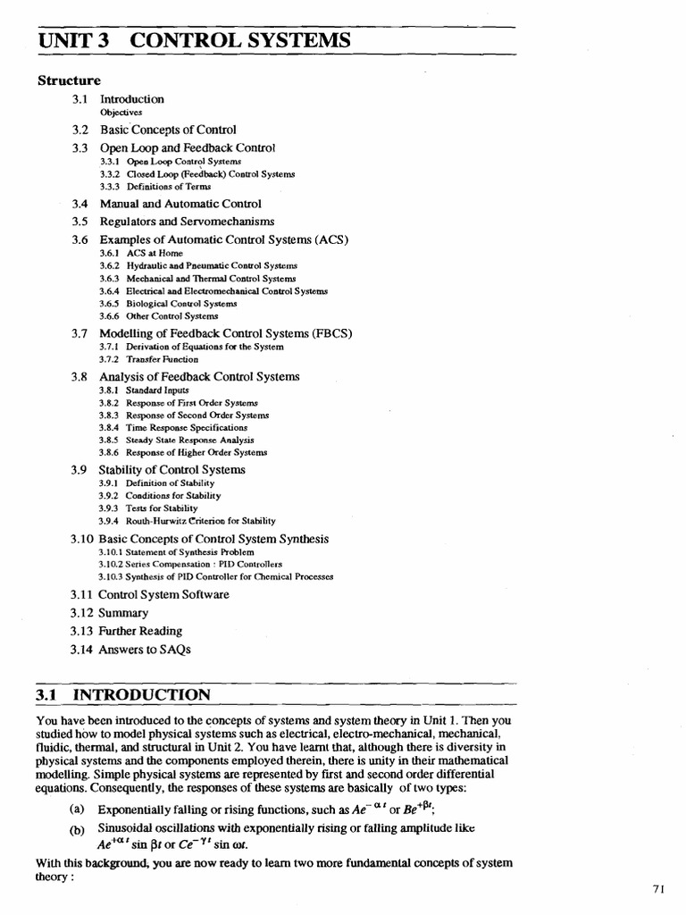Unit-3 | PDF | Control Theory | Feedback