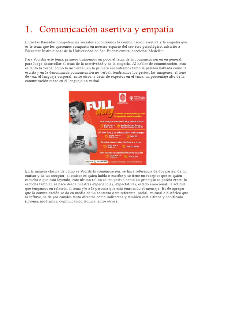 Comunicación Asertiva y Empatía | PDF | Comunicación | Comunicación no ...