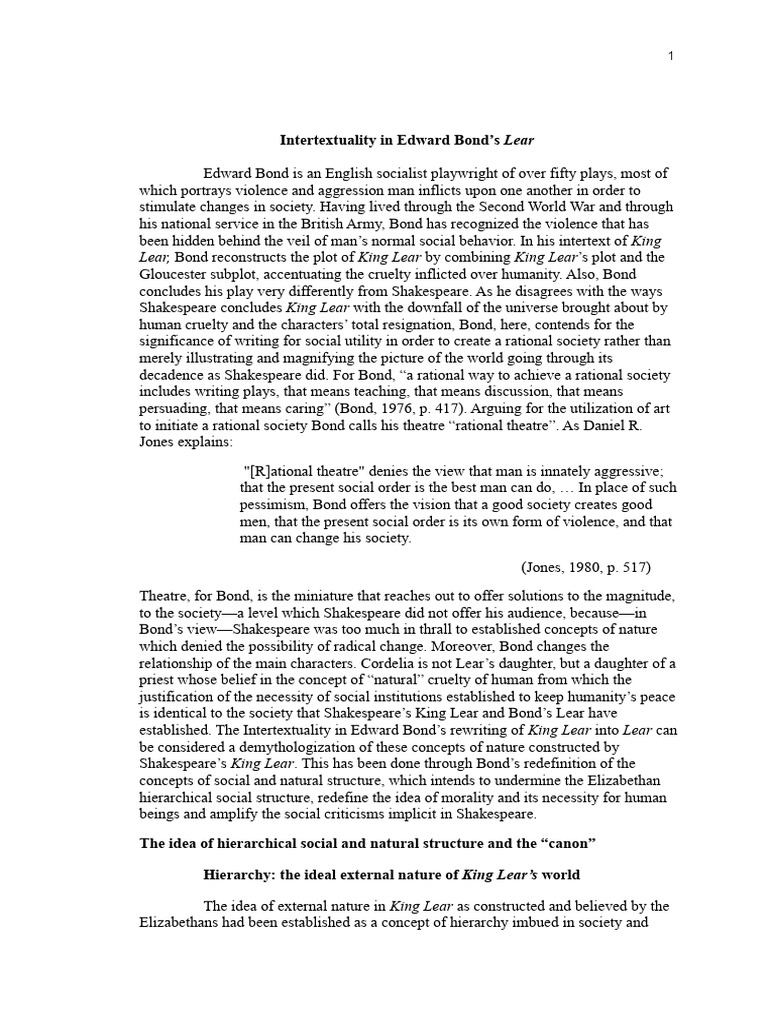 Intertextuality in Edward Bonds Lear | PDF | King Lear | William ...