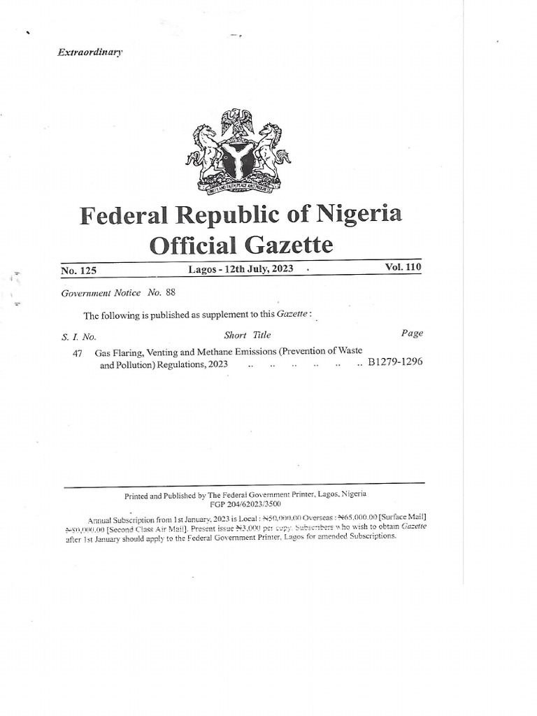Gas Flaring and Venting (Prevention of Waste and Pollution) Regulations ...