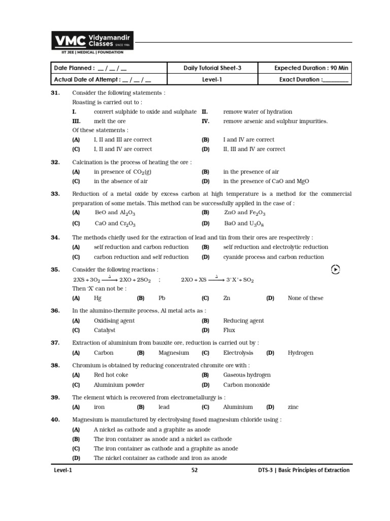 Basic Principle of Extraction - DTS 3 | PDF | Redox | Aluminium