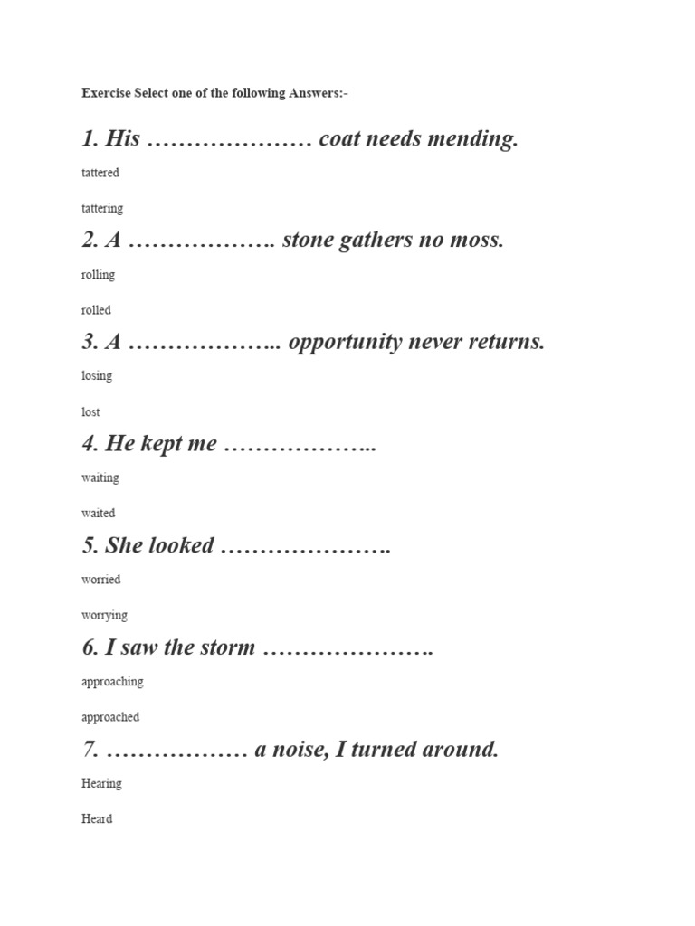 Exercise Present Past Participle | PDF