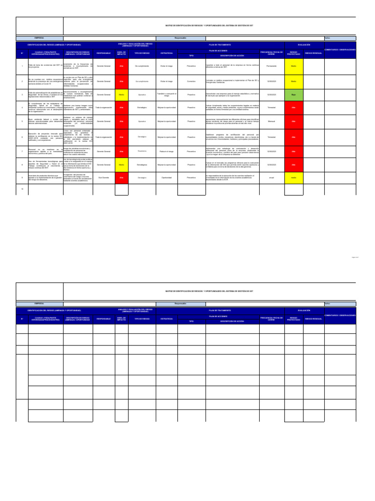 Matriz de Riesgos y Oportunidades | PDF | Análisis FODA | Riesgo