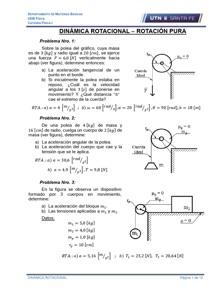 Ejercicios Resueltos - Dinámica Rotacional - Rotación Pura | PDF | Masa ...