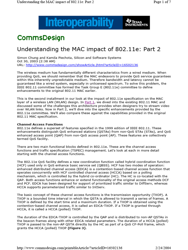 TSPEC | PDF | Ieee 802.11 | Quality Of Service