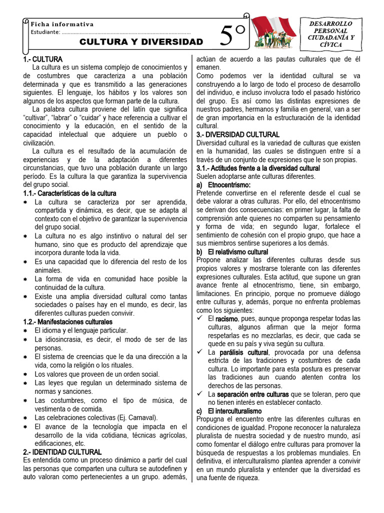 ficha informativa_cultura y diversidad | PDF | Teorías filosóficas ...