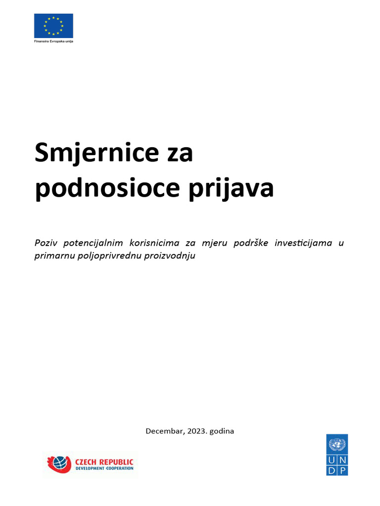 Smjernice Za Podnosioce Prijava 2024 JP Primarna Poljoprivredna Proizvodnja | PDF