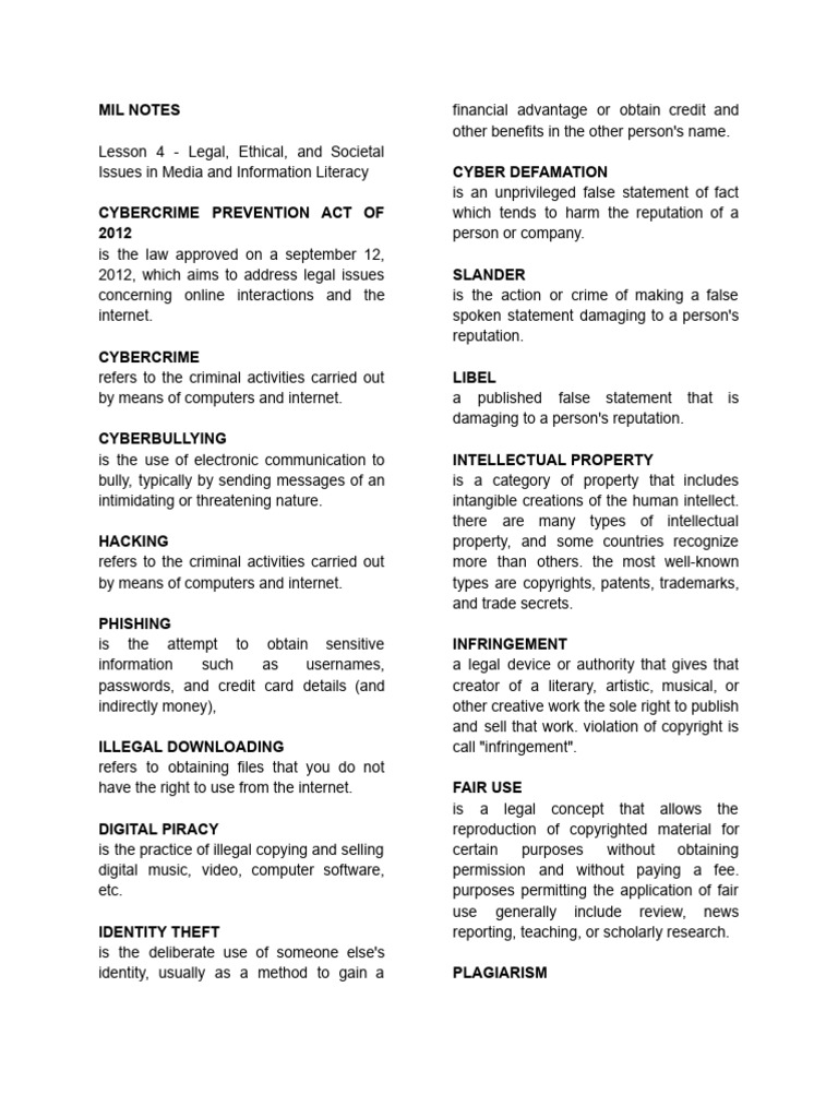 MIL NOTES | PDF | Infographics | Copyright Infringement