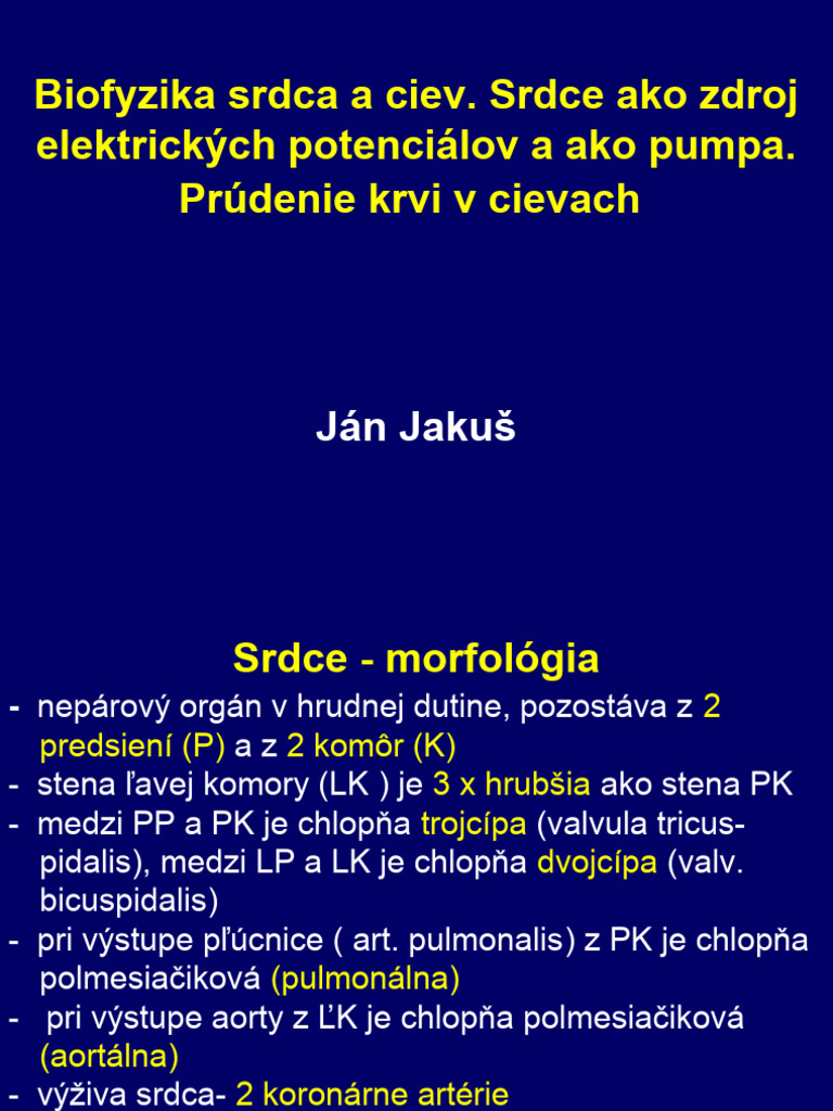Biofyzika Srdca A Ciev | PDF