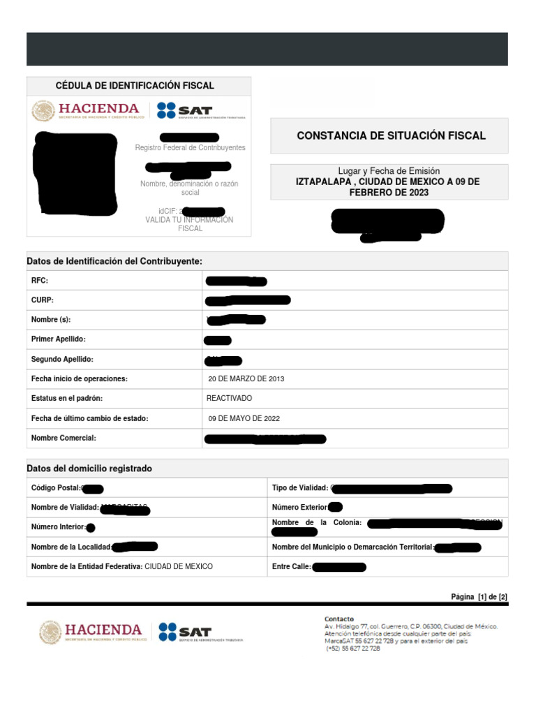 Ejemplo de Cédula de Identificación Fiscal | PDF | México | Ciudad de ...