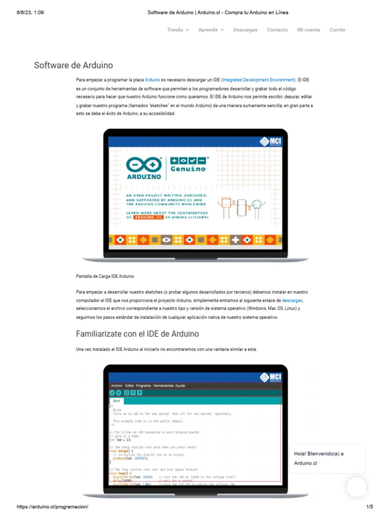 Software de Arduino - Arduino - CL - Compra Tu Arduino en Línea | PDF