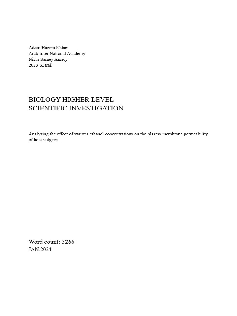 Beta-Vulgares Lab Report | PDF | Cell Membrane | Phospholipid