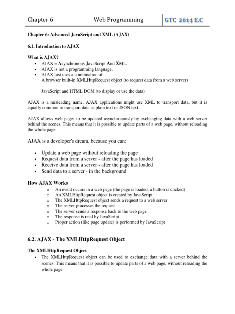Chapter 6 Ajax Pdf Ajax Programming World Wide Web 2425