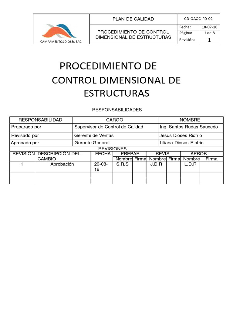 PROCEDIMIENTO DE CONTROL DIMENSIONAL | PDF | Sector secundario de la ...