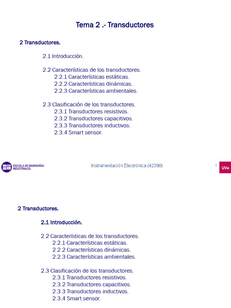 Tema 2 Transductores | PDF | Inductor | Calibración