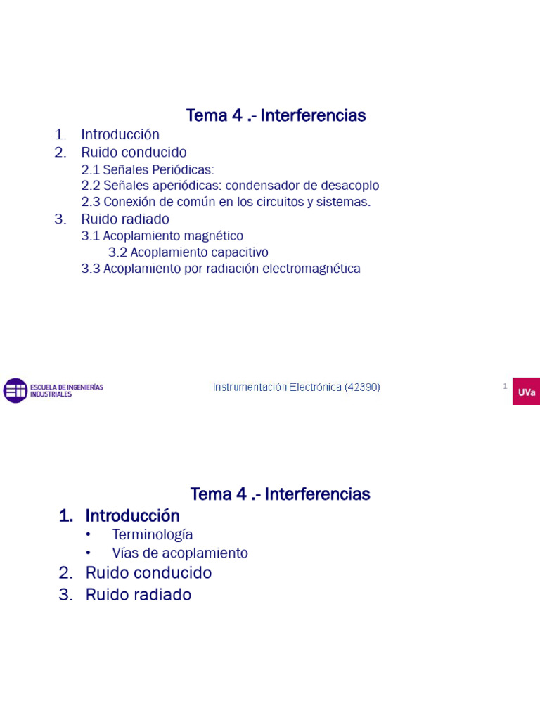 Tema 4 Interferencias | PDF | Condensador | Inductancia