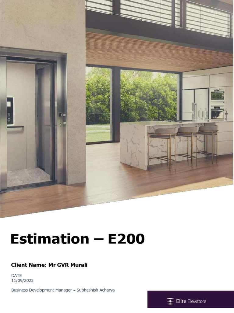 E200 Estimate Doc - Murali | PDF | Elevator | Physical Sciences