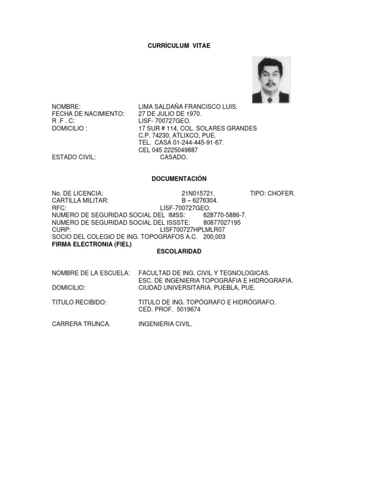 CV Topografo | PDF | Topografía