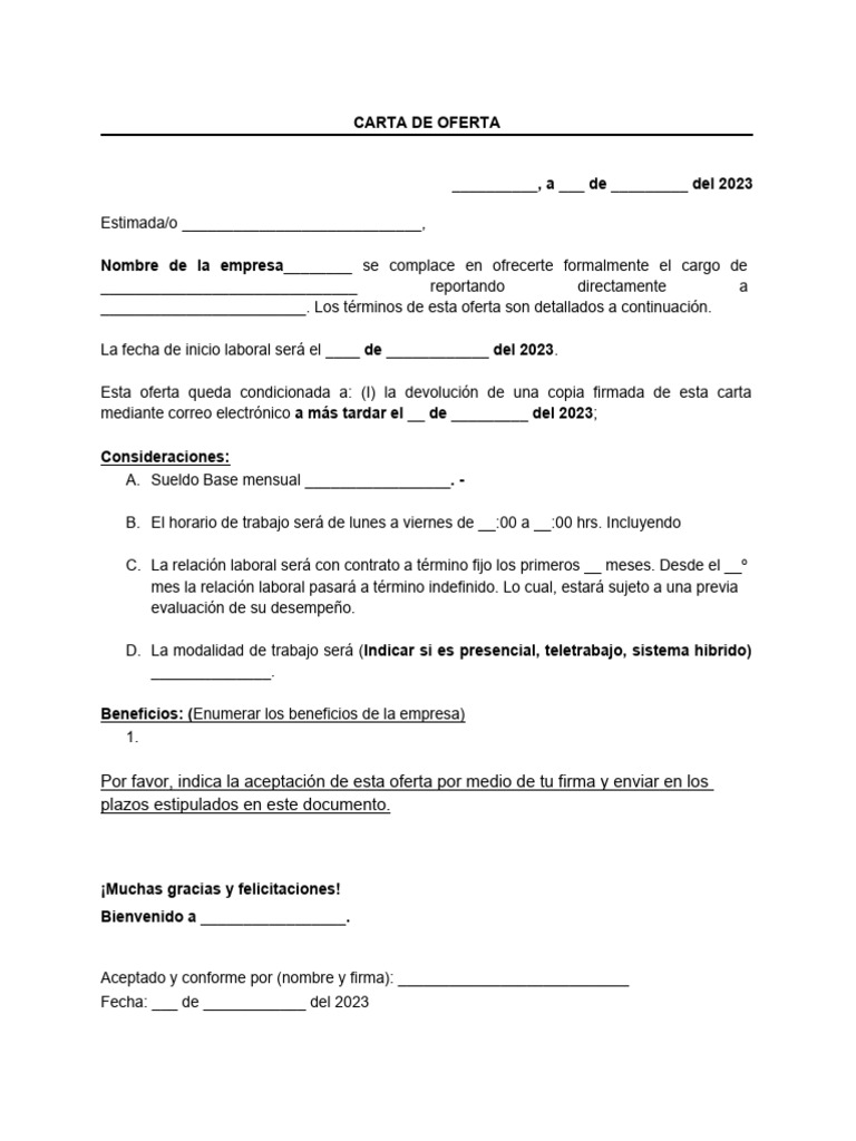 Carta de Oferta | PDF