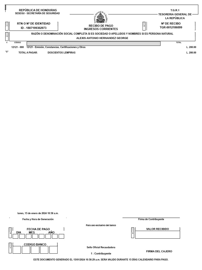 Recibo TGR-12186099 | PDF