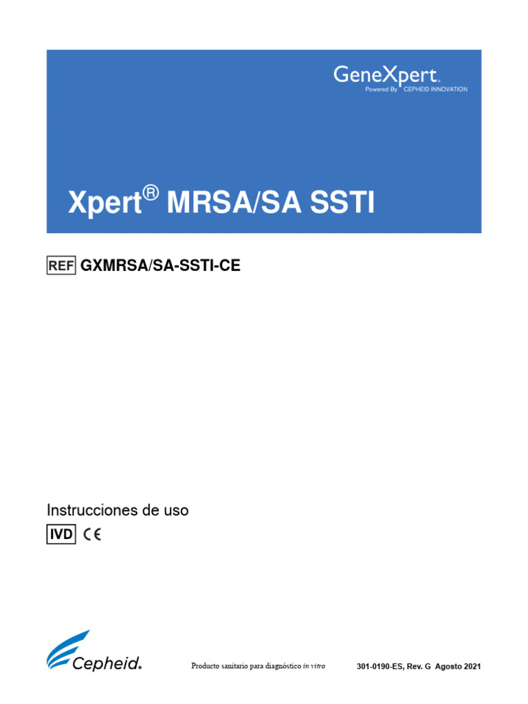 Ifu Xpert Mrsa Sa Ssti Ce Pdf Staphylococcus Aureus Reacción En Cadena De La Polimerasa